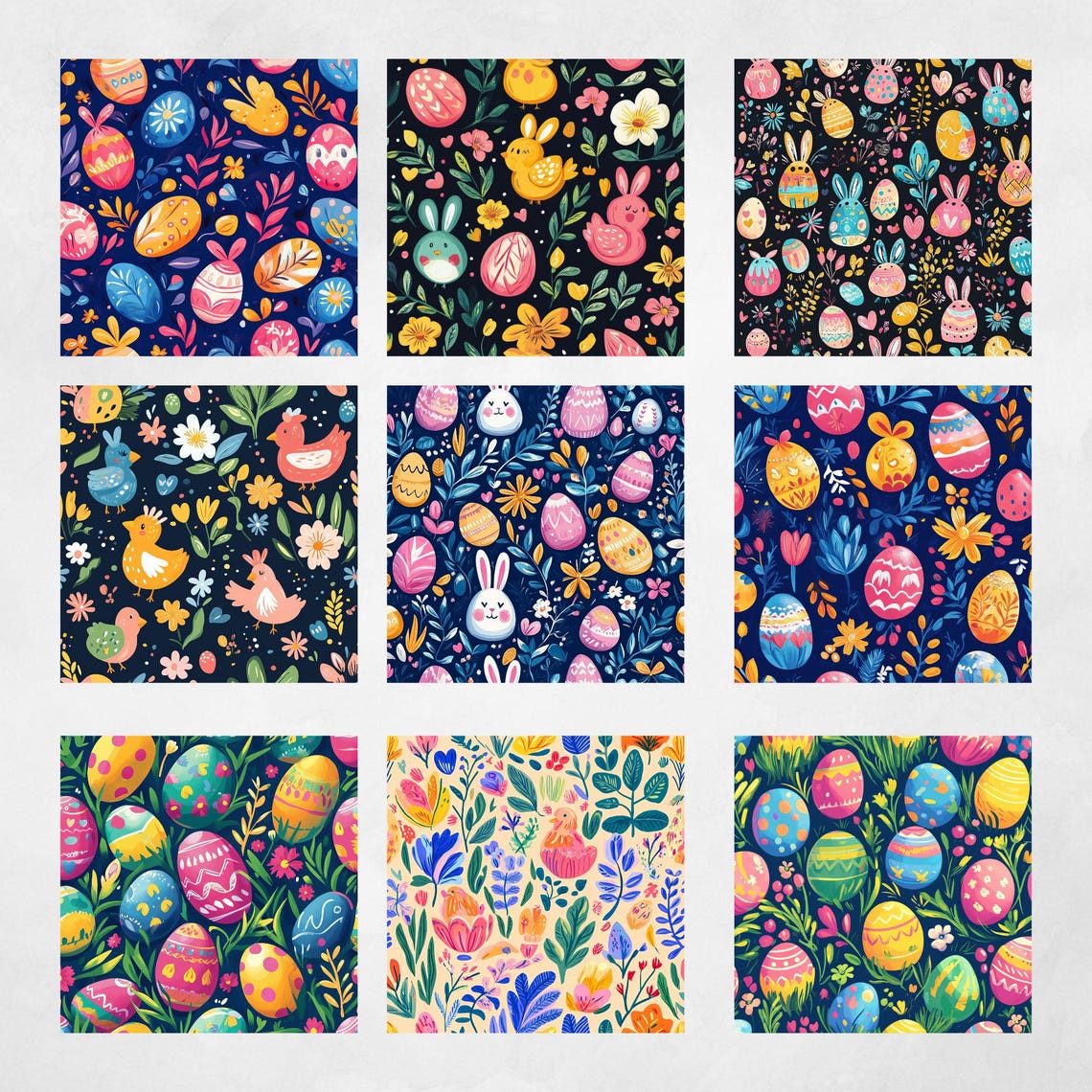 Easter Backgrounds Digital Papers, Colourful Easter Egg Backgrounds ...