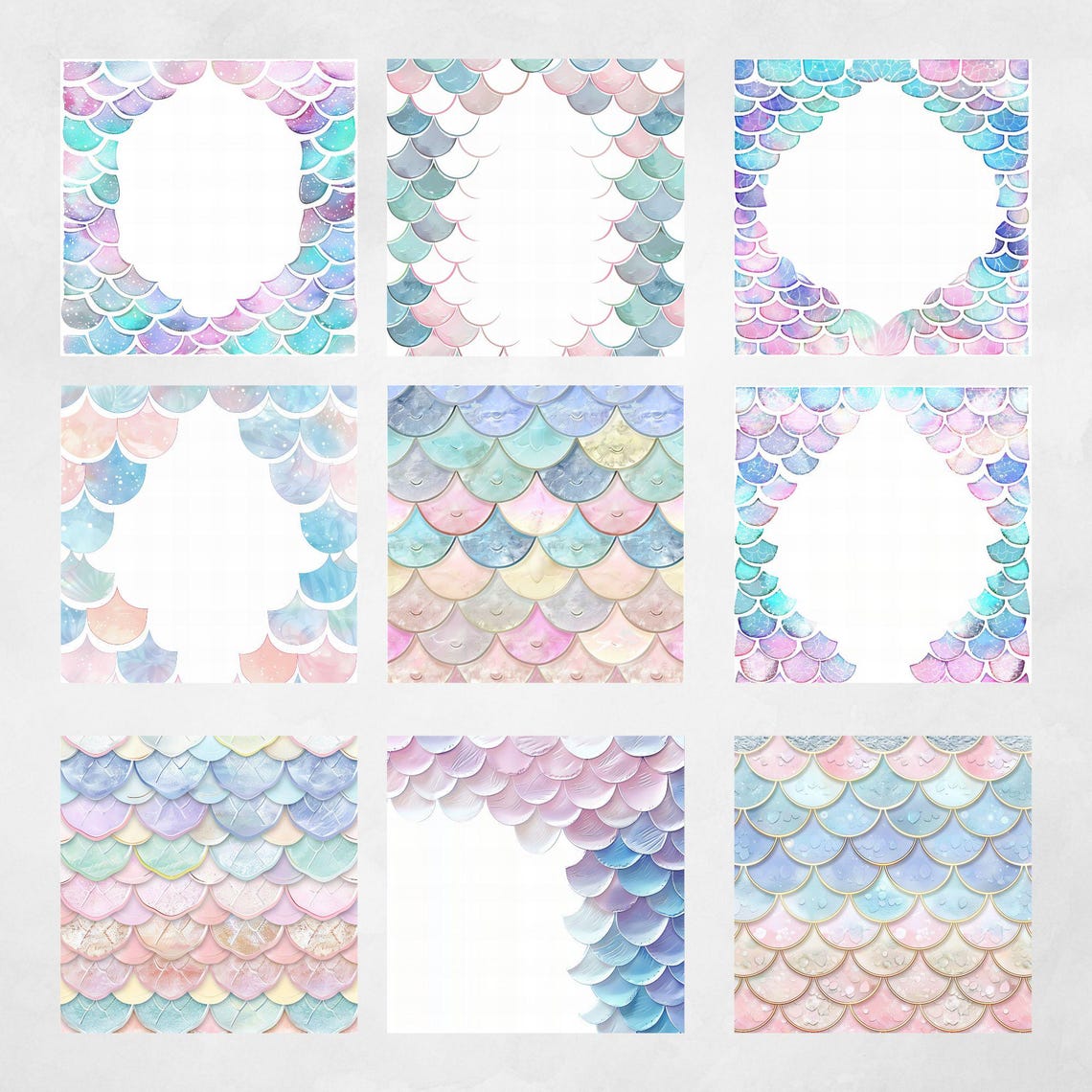 Mermaid Frames & Backgrounds Paper, Ocean-themed Invitation Designs ...