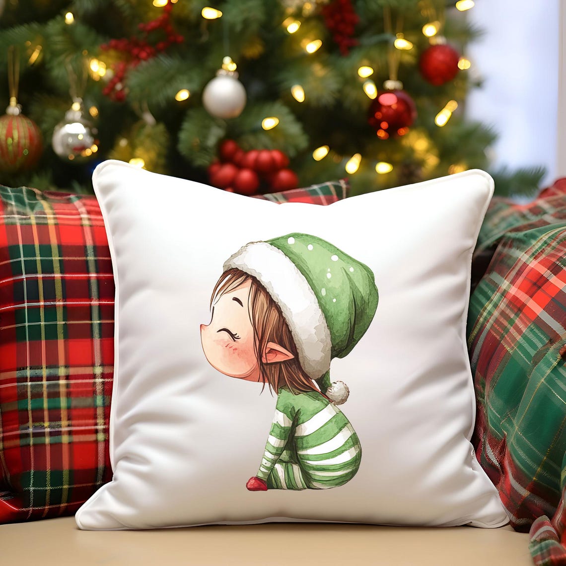 Mini Christmas Elves Clipart, Festive Holiday Elf Illustrations, Green ...