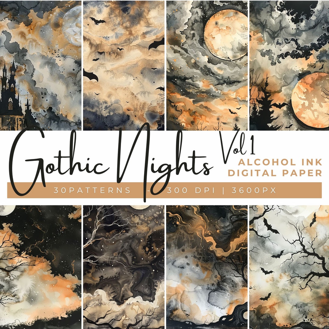 Gothic Nights Digital Paper, Halloween Back Drop, Spooky Backgrounds ...