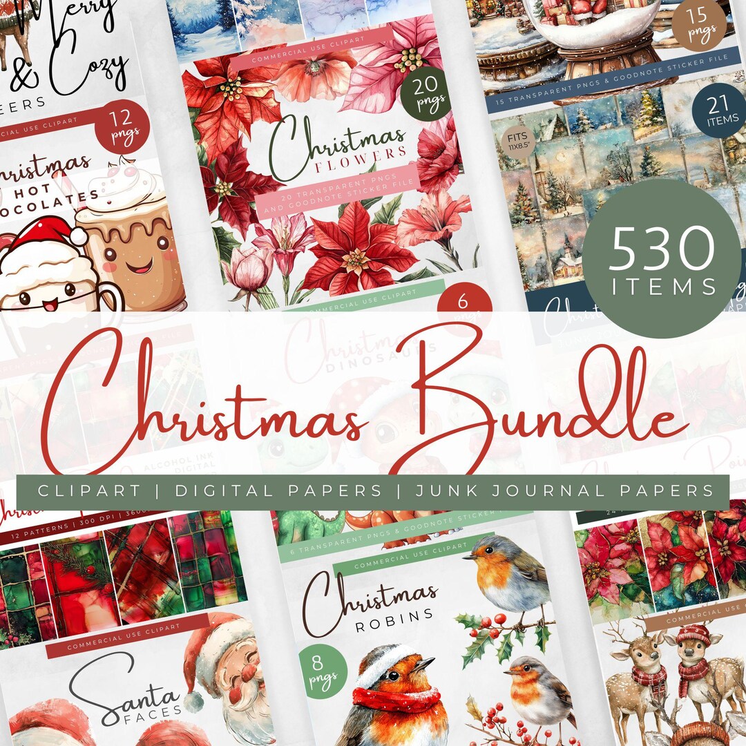Ultimate Christmas Clipart Bundle, Christmas Digital Paper Pack ...