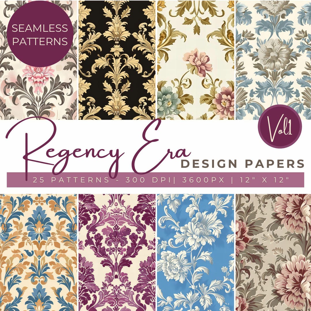 Regency Era Wallpaper Patterns, French Baroque Floral Pattern Papers ...