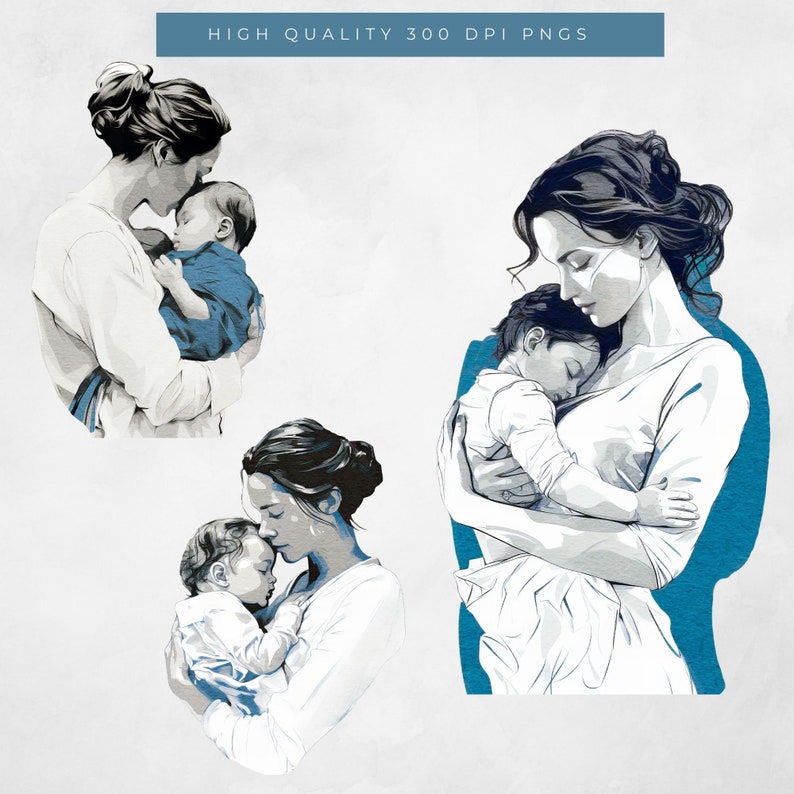 Mother and Baby Clipart, Mum & Children Art, Tender Moments Clip Art ...