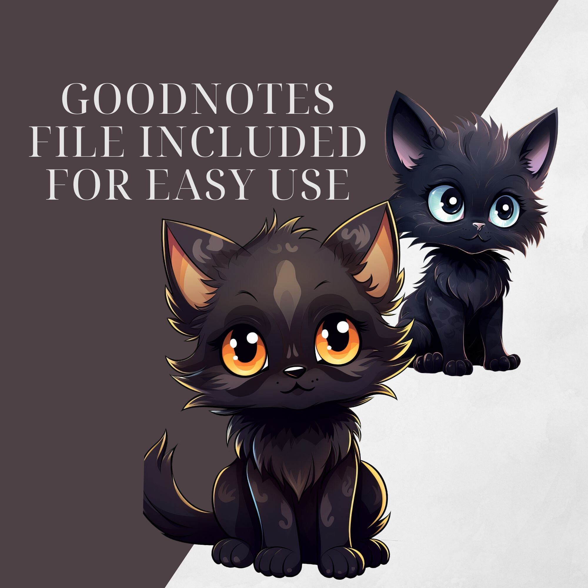 Nine Shadow Cats Clipart, Goodnotes Stickers, Transparent Pngs, Clip ...
