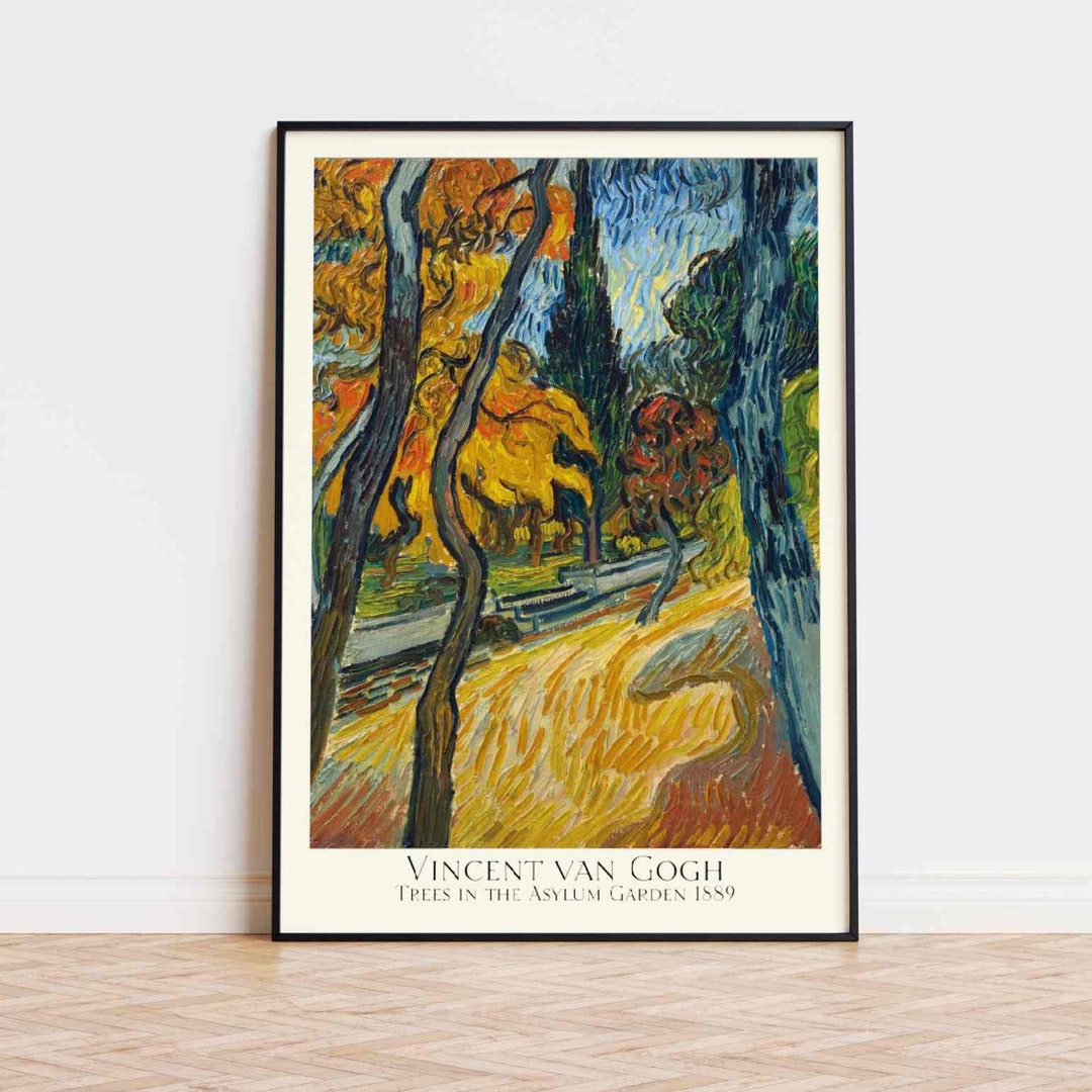 VINCENT VAN GOGH Trees in the Asylum Garden Painting Poster Print ...