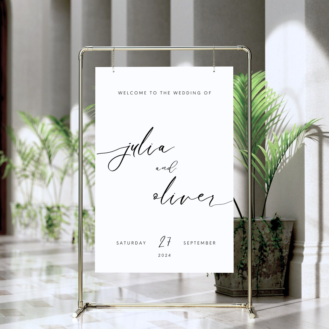 Minimalist Wedding Welcome Signage, Monochrome Wedding Welcome Sign ...