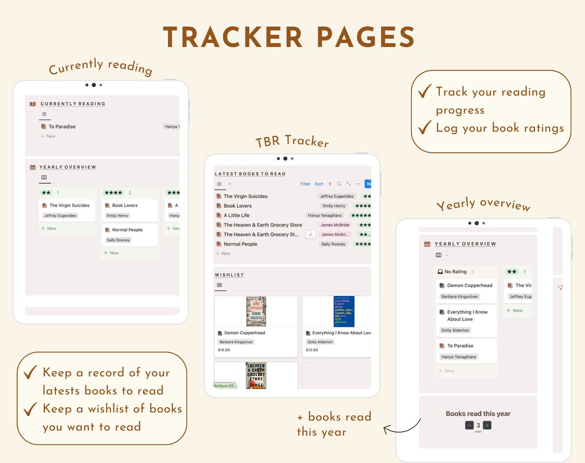 Notion Reading Tracker Template Organize Your Reading Journey Book Tracker, Book Log, Digital ...