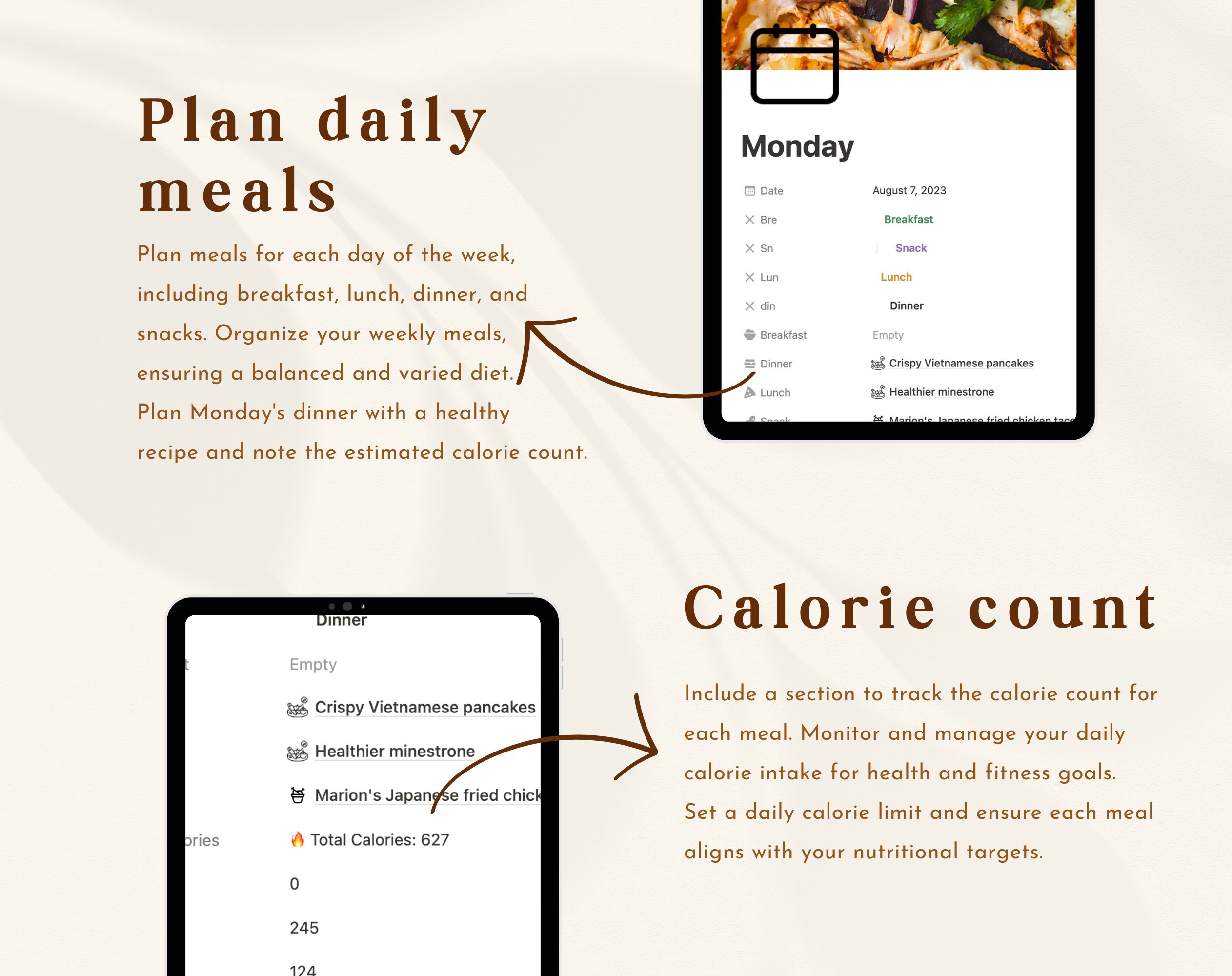 Notion Meal Planner Template Digital Kitchen and Food - Etsy