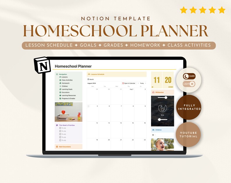 Notion Homeschool Planner Template Schedule & Academic Planner Digital ...