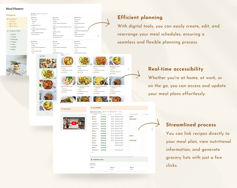 Notion Meal Planner Template, Digital Recipe Cook Book, Kitchen and ...