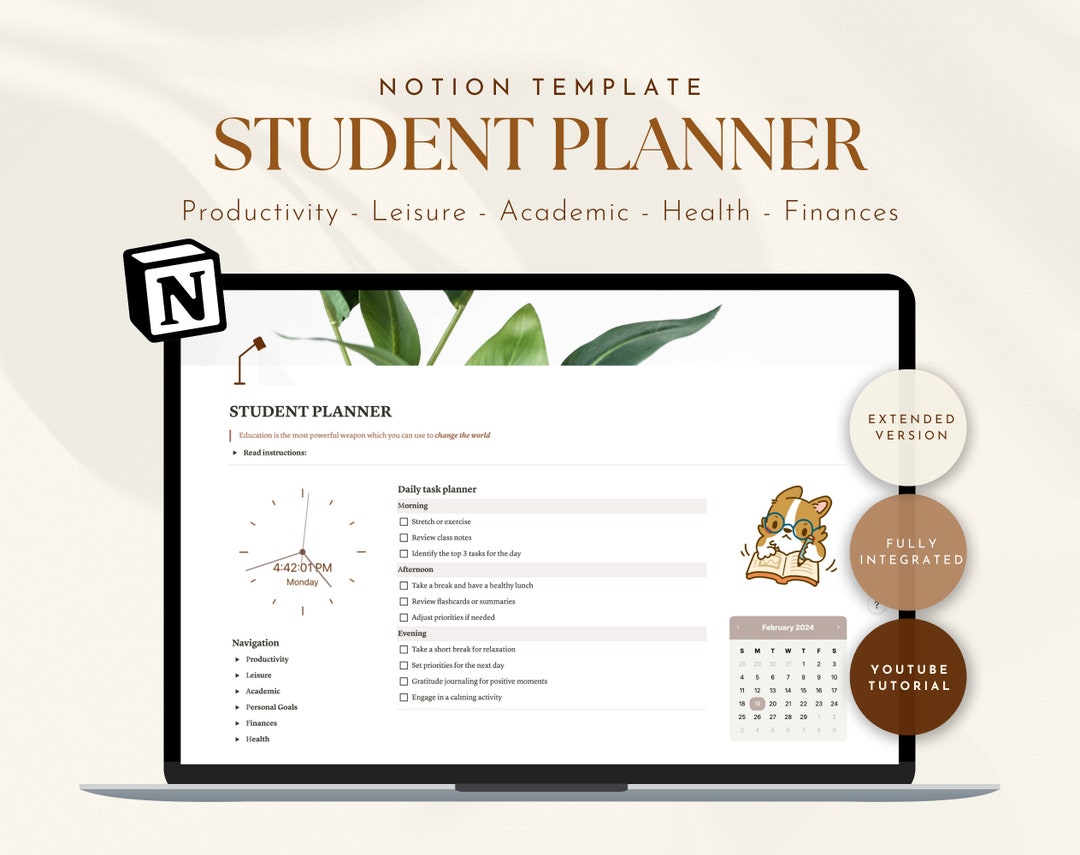Notion Student Planner Template Academic, College and Project ...