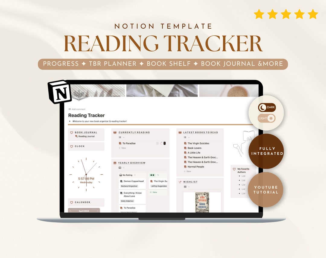 Notion Reading Tracker Template Organize Your Reading Journey Book Tracker, Book Log, Digital ...