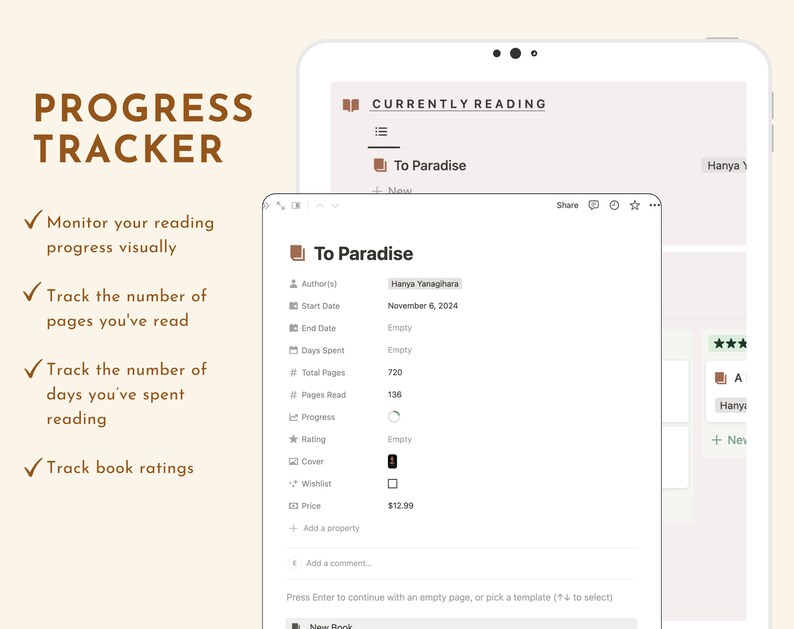 Notion Reading Tracker Template Organize Your Reading Journey Book Tracker, Book Log, Digital ...
