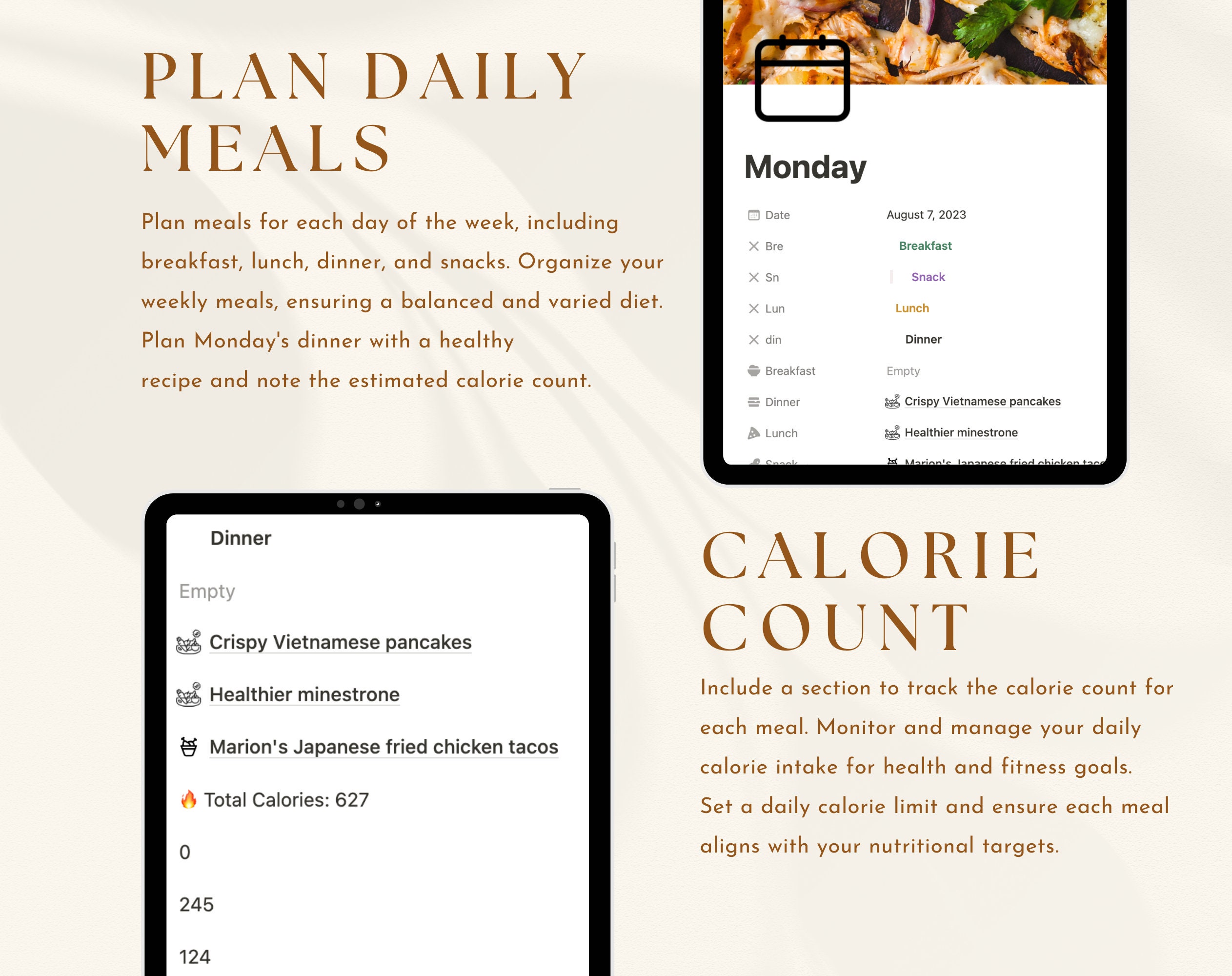 Notion Meal Planner Template, Digital Recipe Cook Book, Kitchen and ...