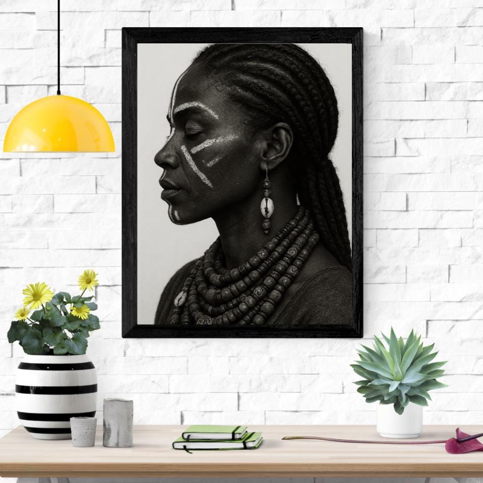 African Tribal Women Portrait Art Set | DIGITAL DOWNLOAD | Maasai Face ...