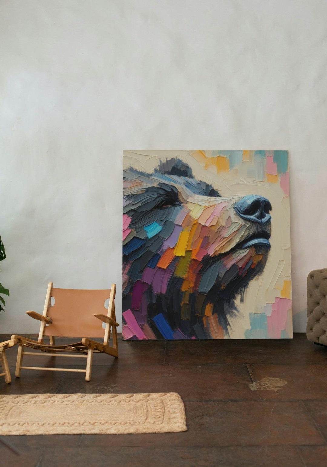 4 X Abstract Bear Art Print Set, Bear Wall Art Print,animal Wall Decor ...
