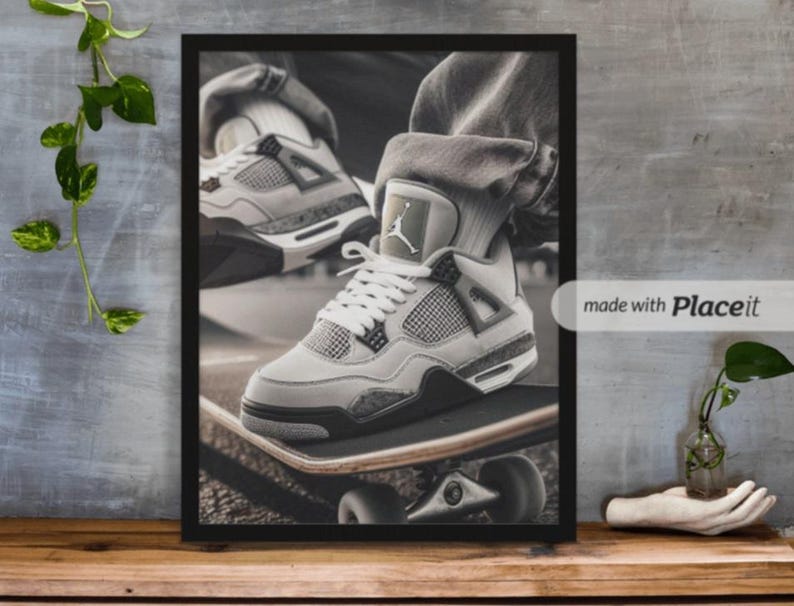 5 X Jordan 4 Art,set of 5,skateboard Wall Art,jordan 4,jordan,kids ...