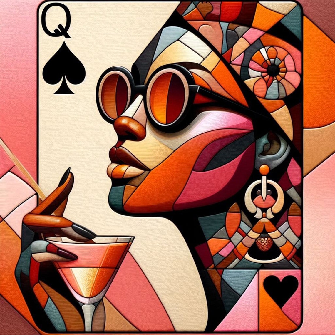 Queen of Hearts Playing Card Set Funky Wall Art, Pink and Orange Preppy ...