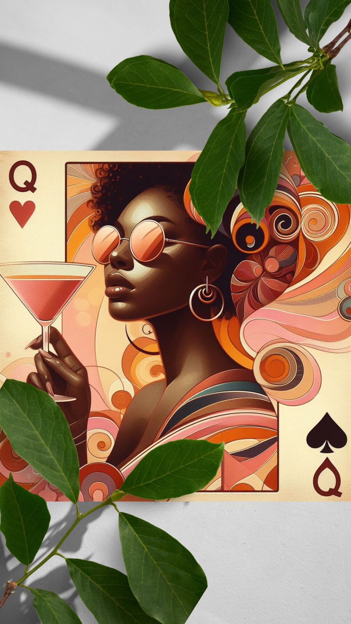 Queen of Hearts Playing Card Set Funky Wall Art, Pink and Orange Preppy ...