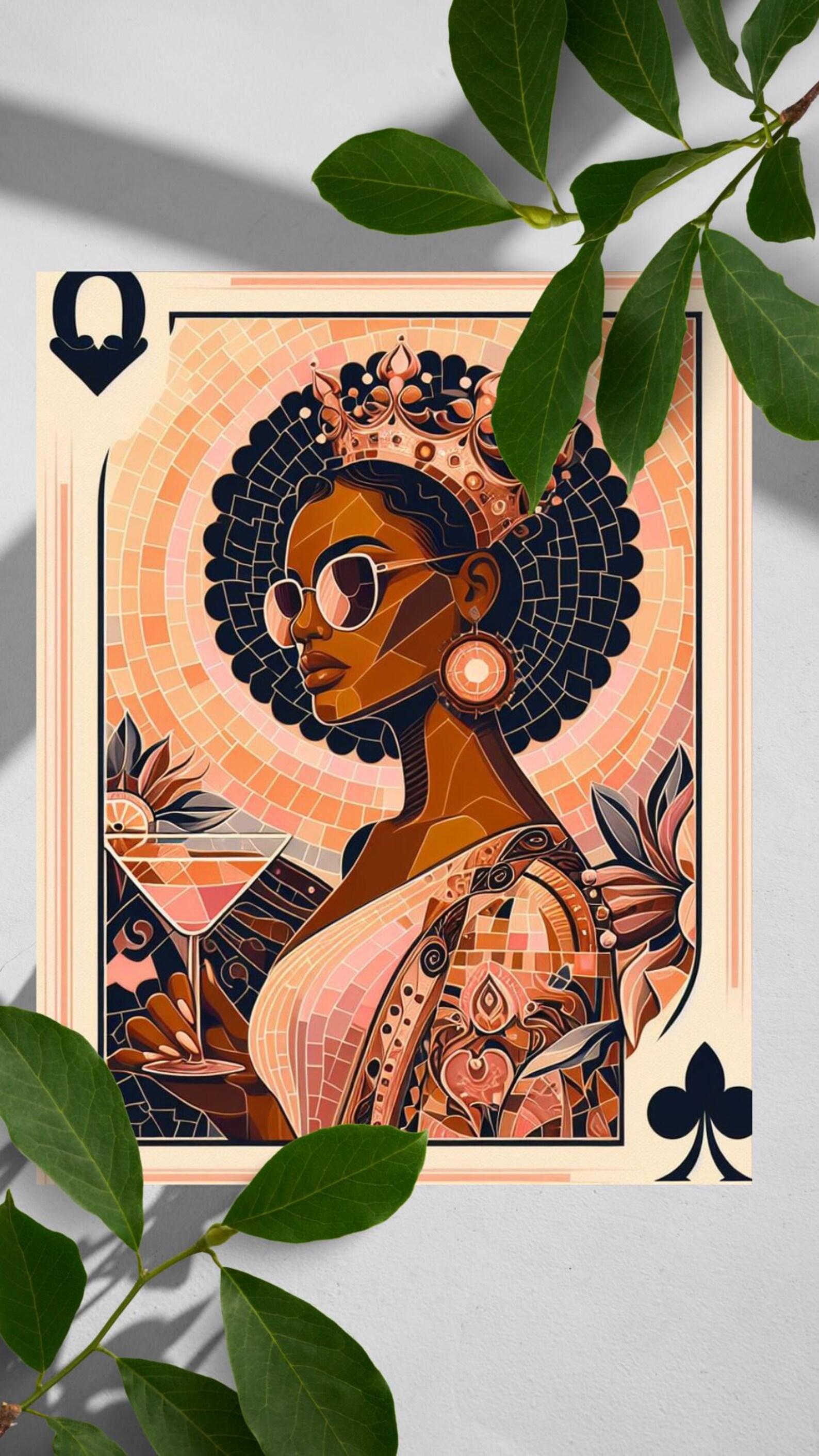 Queen of Hearts Playing Card Set Funky Wall Art, Pink and Orange Preppy ...
