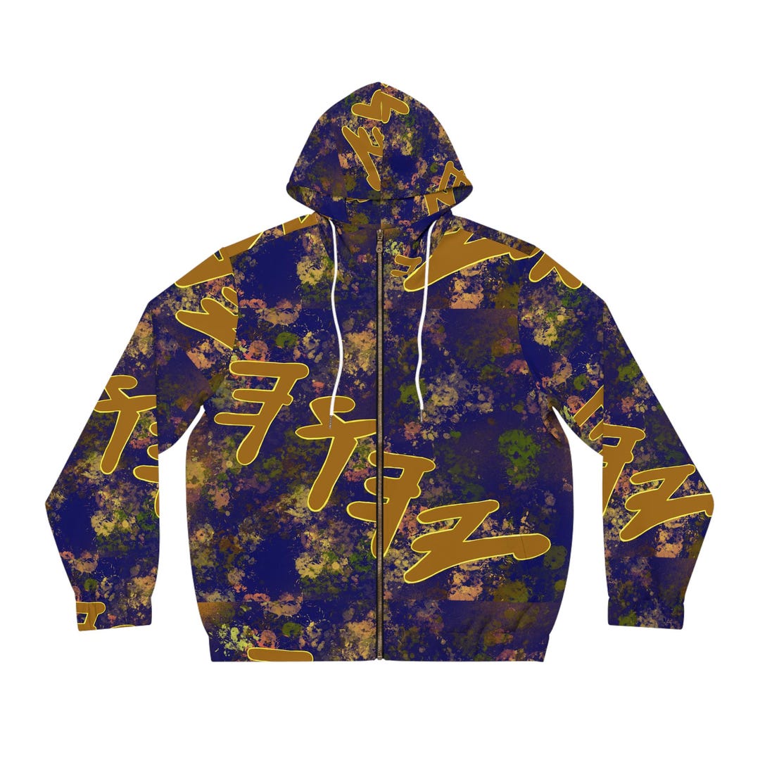 Yahuah Pattern Hoodie, Religious Full-zip Sweatshirt, Hebrew Name Men's ...