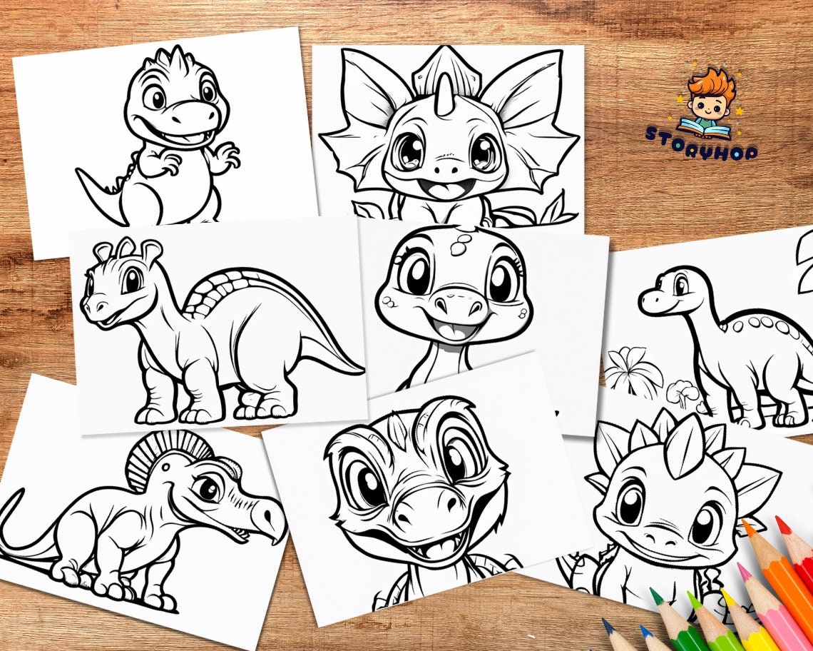 10 Dinosaur Coloring Pages, Easy Dinosaur Coloring Pages for Kids ...