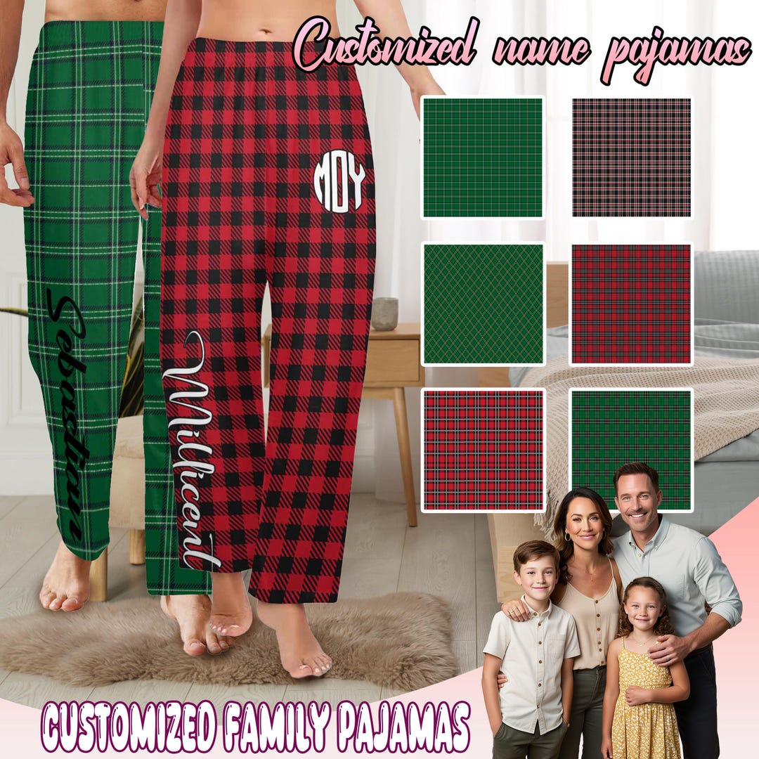District Flannel Plaid Pants, Personalized Pajama Pants, Custom Lounge ...