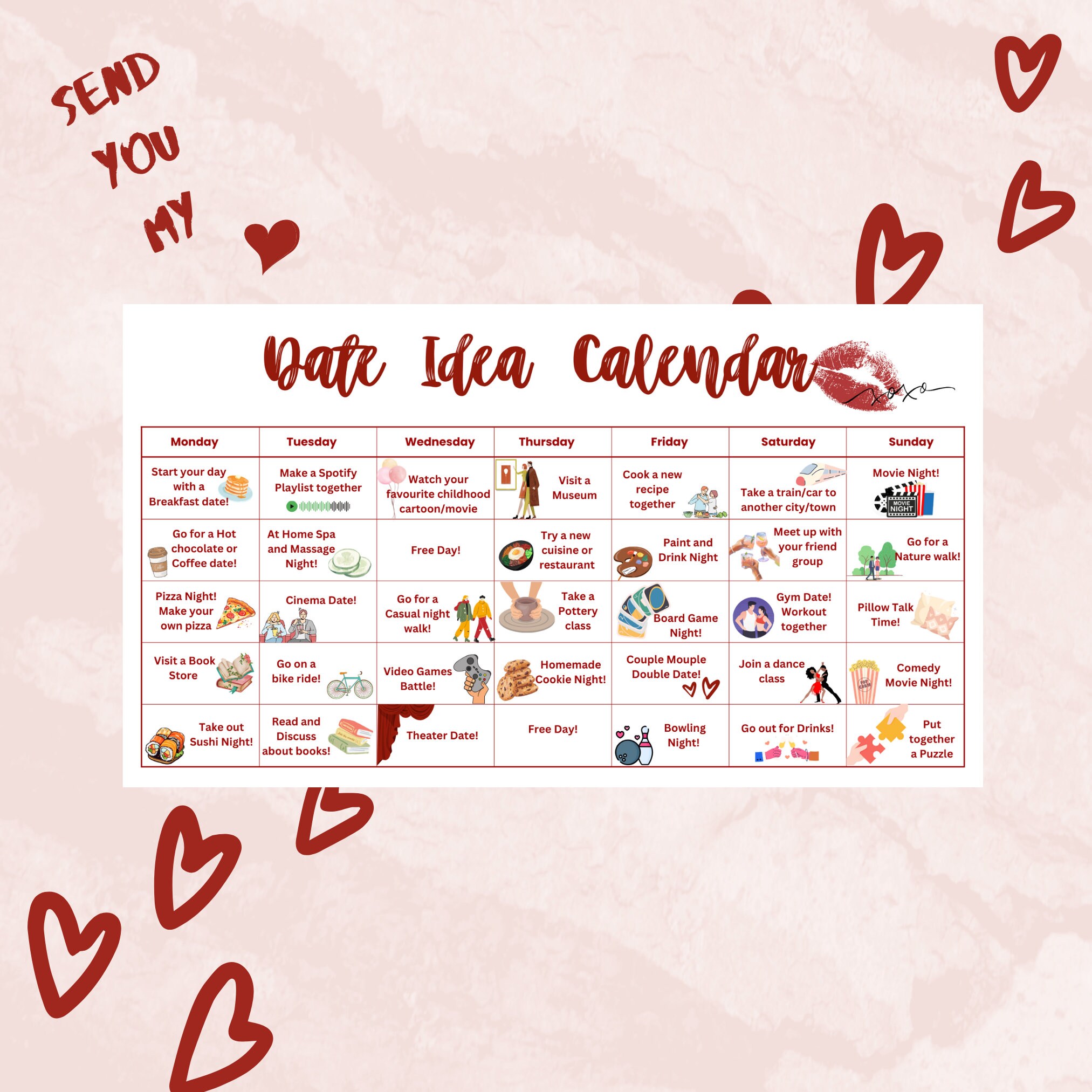 Ultimate Date Ideas Date Calendar For Couples 33 Different Date Night