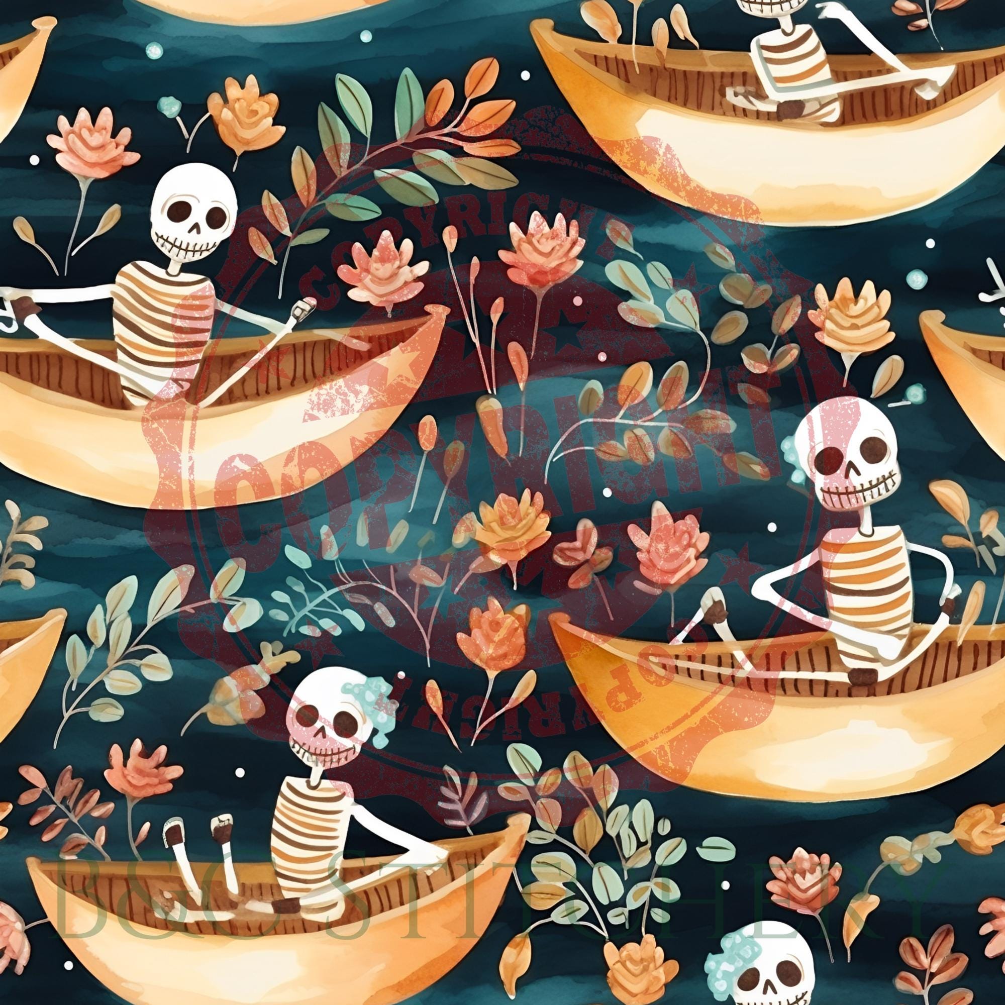Haunted Voyage Skeleton Boy Bow Tie • Whimsical Canoe Skeleton Design ...