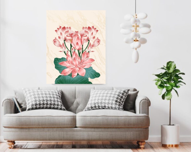 Brown Pink Aesthetic Flower Canvas Print| Abstract Wall Art ...