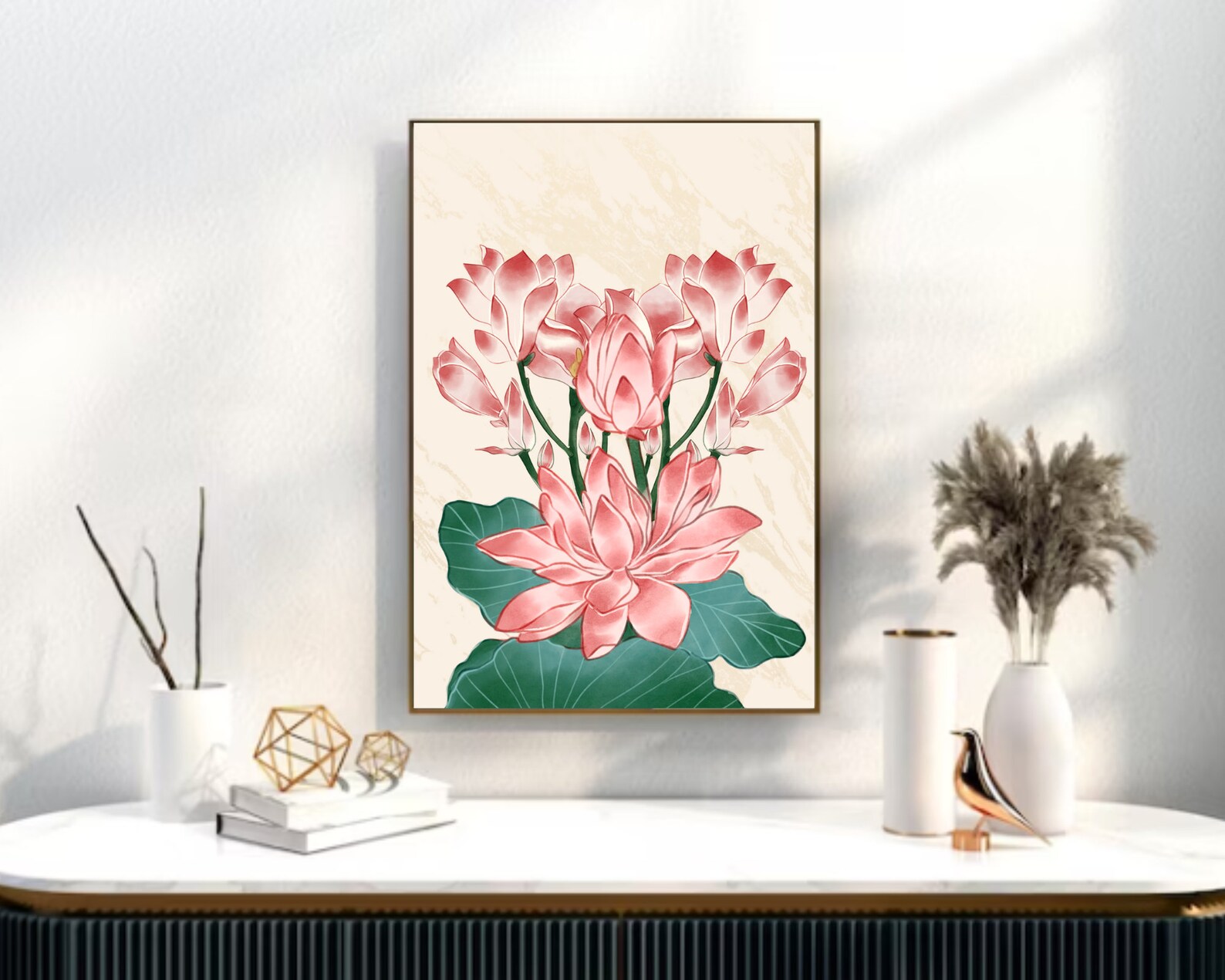 Brown Pink Aesthetic Flower Canvas Print| Abstract Wall Art ...