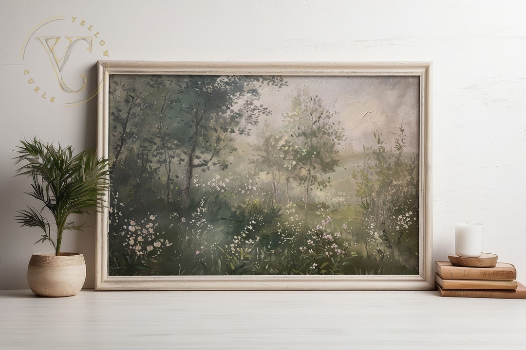 Beautiful Printable Landscape Trees Wildflowers Autumn Muted Tones ...