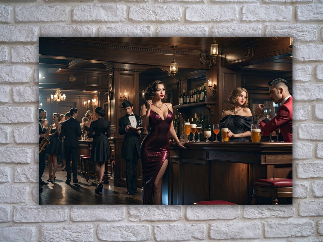 1920s Bar Noir Red Dressed Singer Wall Image Art Vintage Prohibition ...
