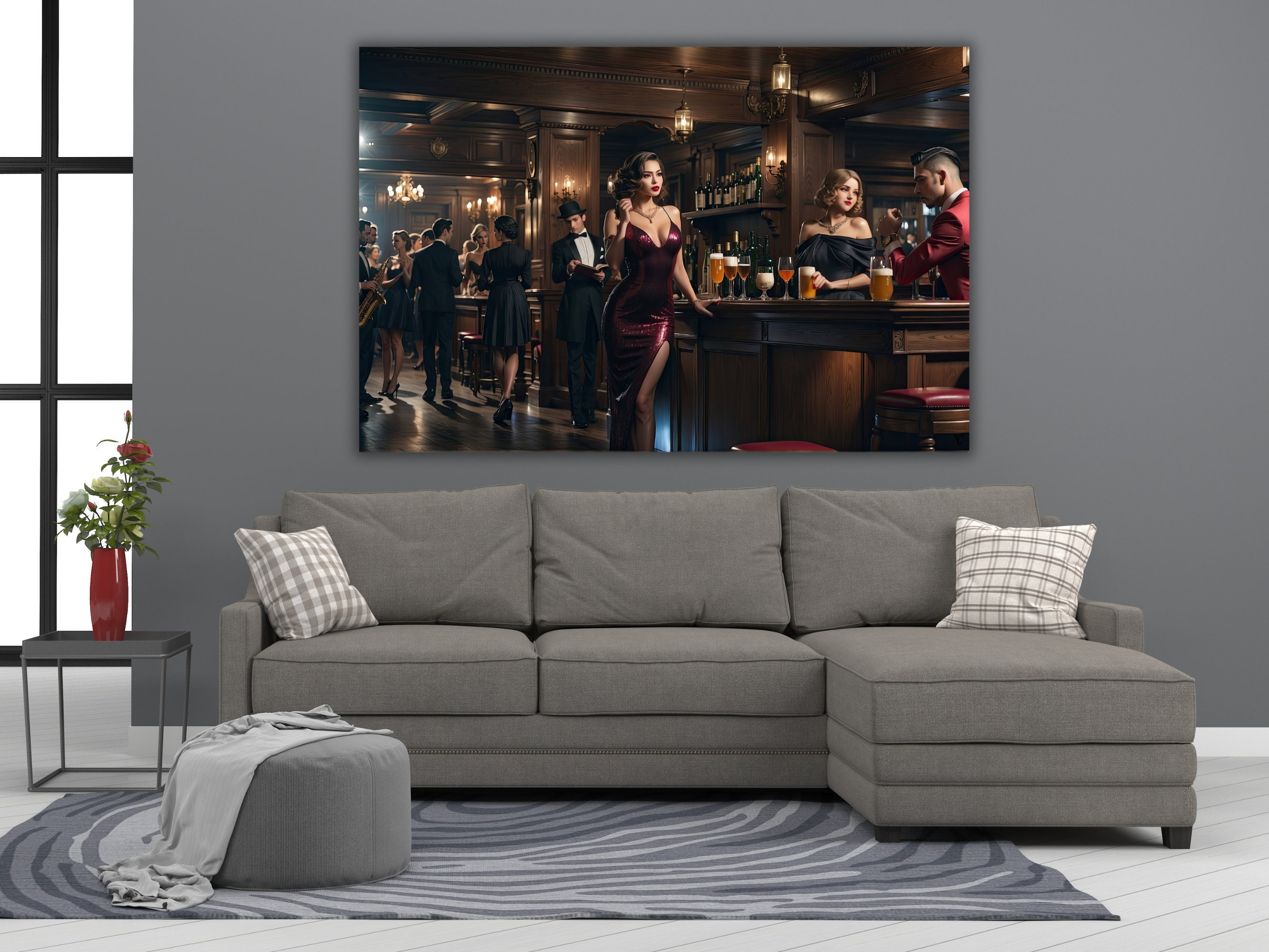 1920s Bar Noir Red Dressed Singer Wall Image Art Vintage Prohibition ...