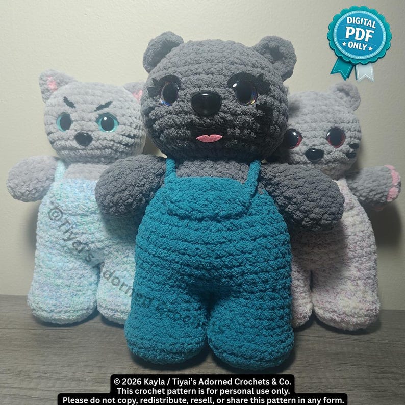 Amigurumi Cat Crochet Pattern | Nova in Overalls (PDF Download) - Etsy