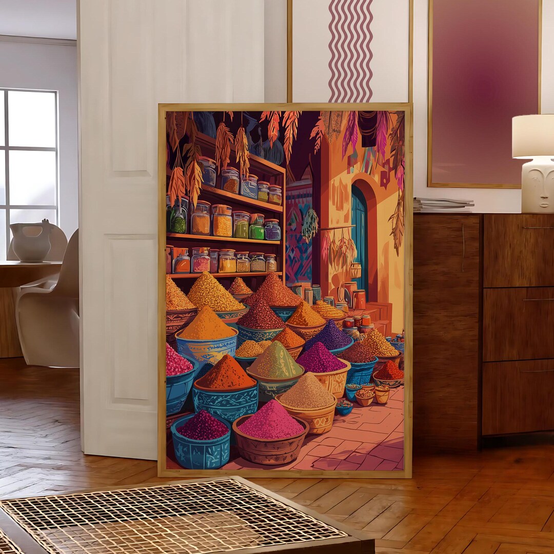 Poster Morocco Vintage Riad Poster Minimalist Riad Illustration ...