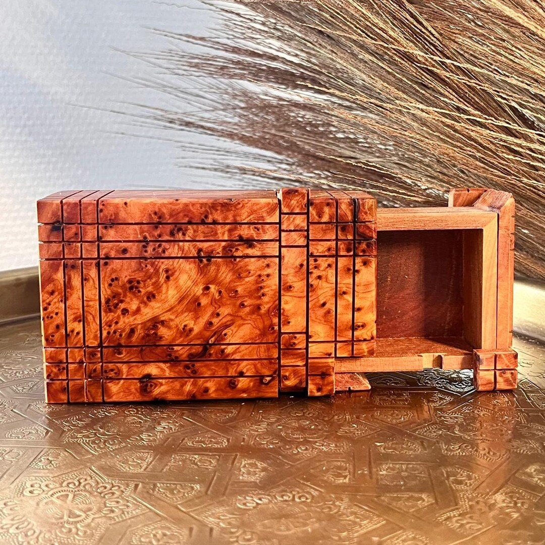 Wooden Jewelry Box, Puzzle Box, Secret Compartment Box, Wooden Drawer ...