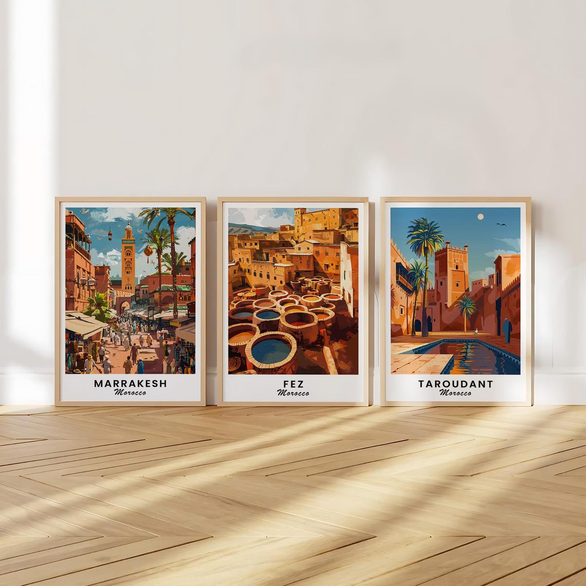 Morocco Poster 3 Moroccan City Illustrations Set of 3 Moroccan Wall ...