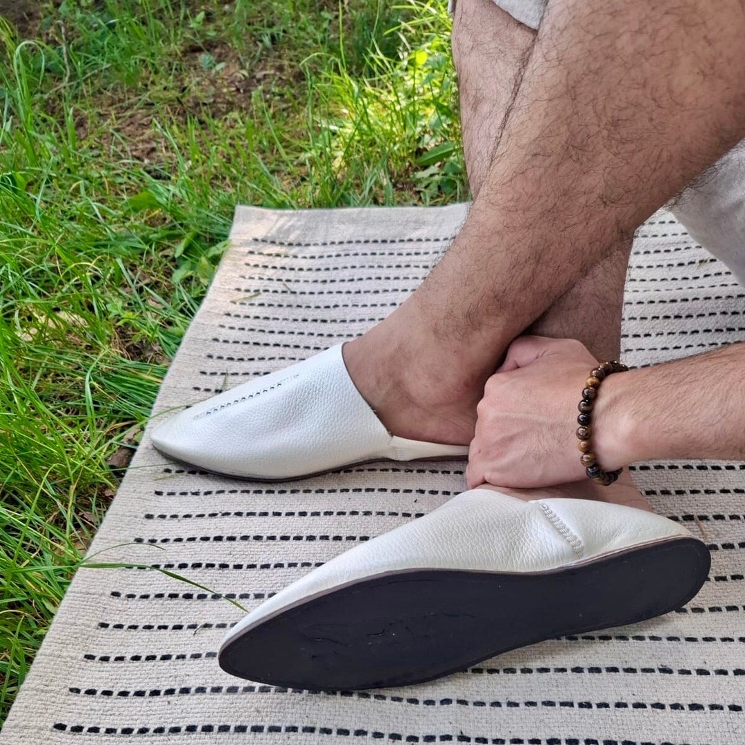 Moroccan Slipper, Moroccan Slipper, White Slipper for Men, Comfortable ...