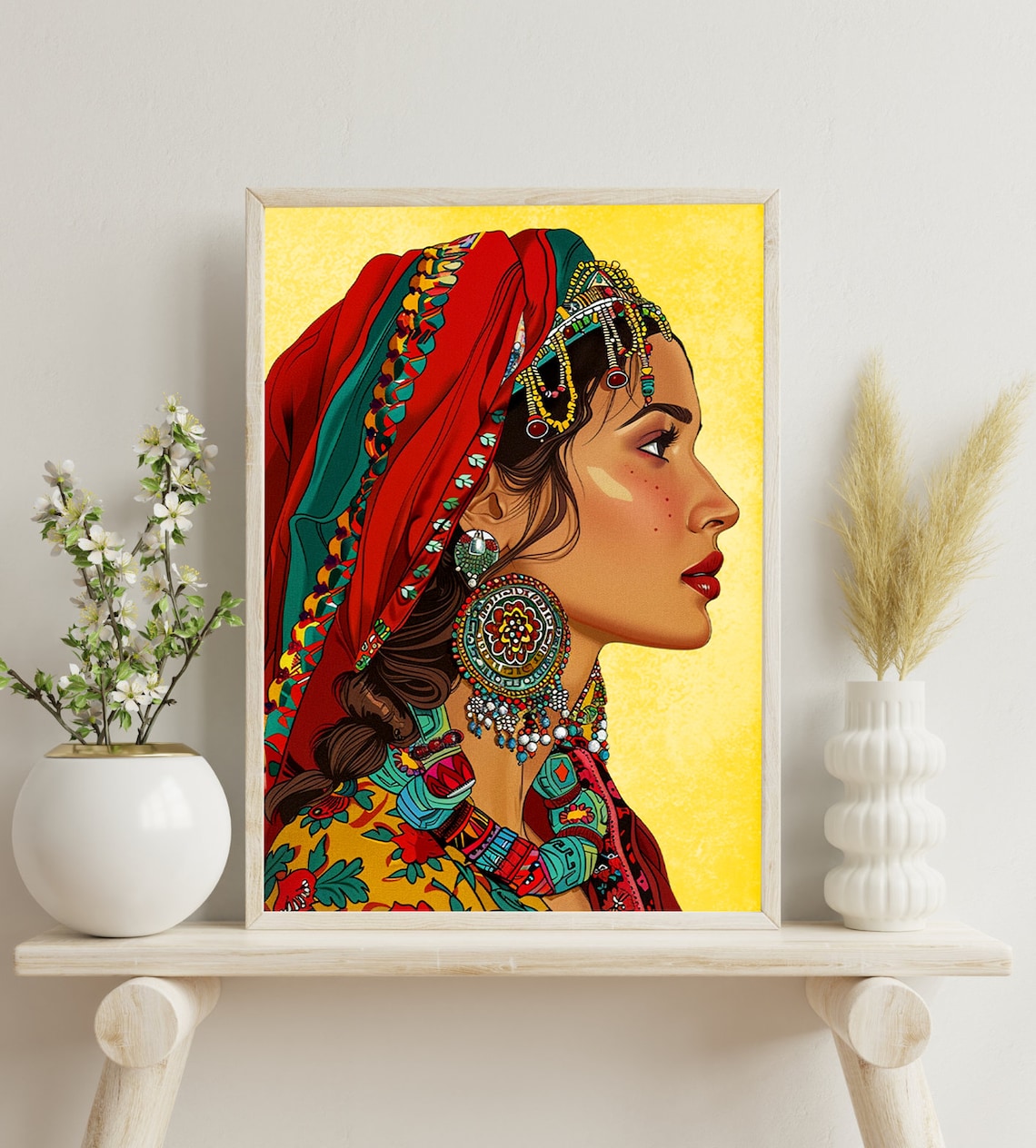 Amazigh Amazigh Art Poster Yellow Wall Decor Amazigh Woman Illustration ...