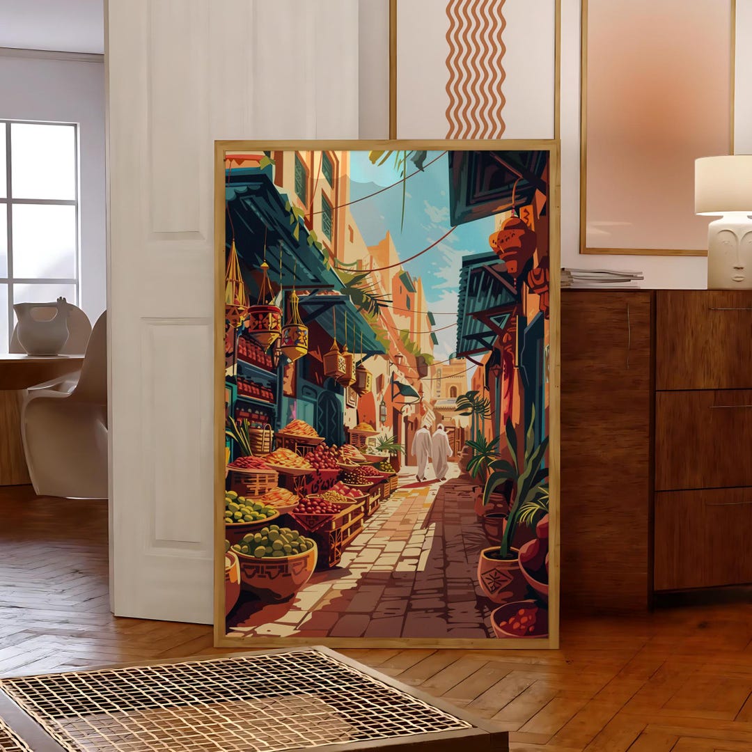 Morocco Poster Moroccan Wall Art Vintage Souk Poster Marrakech Souk ...