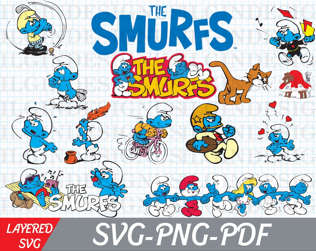 Smurfs Svg Bundle, Smurfs Characters Stickers, Papa Smurf Svg ...