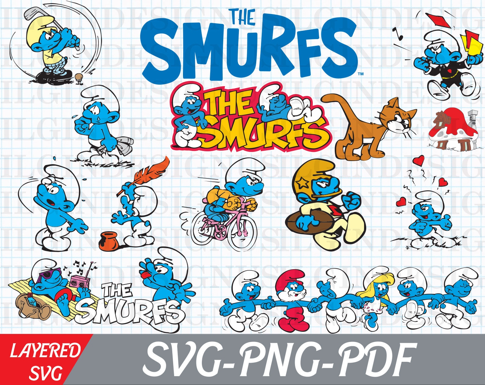 Smurfs Svg Bundle, Smurfs Characters Stickers, Papa Smurf Svg ...