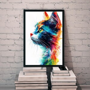 Watercolor Cat Art Space Wall Art Digital Art Print Wall Art AI Generated AI Art Digital ...