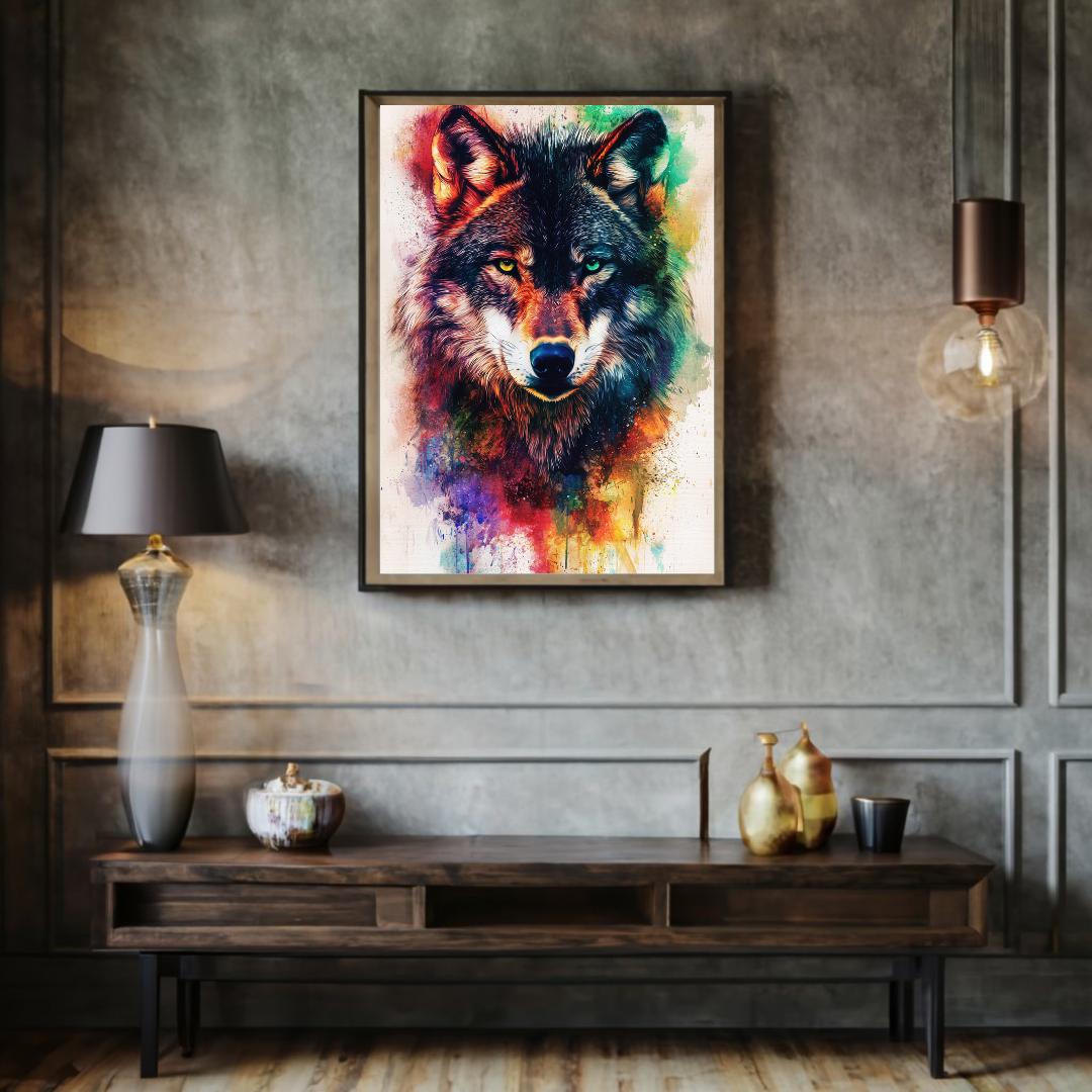 Watercolor Drawing of an Alpha Wolf Digital Art Print Wall Art AI ...