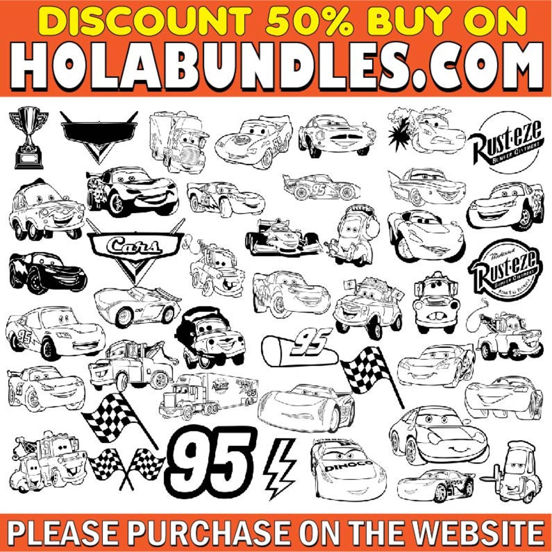 Cars Mcqueen Bundle SVG, Cars SVG Bundle, Lightning Mcqueen Svg, Cars ...