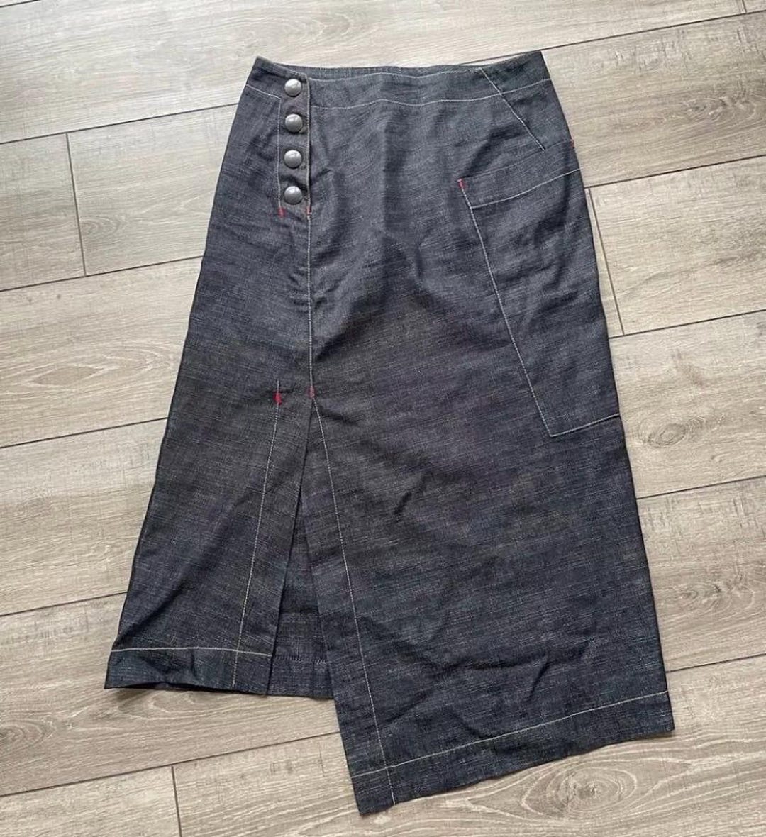 Vintage Cop.copine Paris 2000s A-line Midi Skirt | Asymmetrical Cut ...