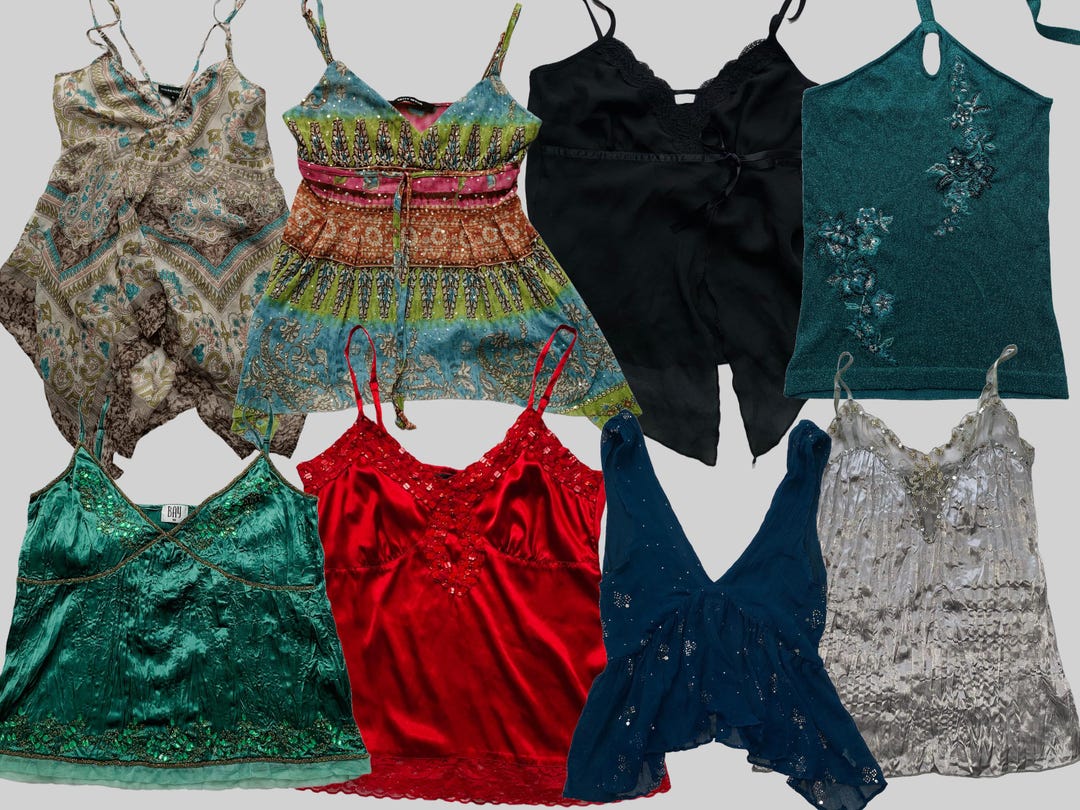 Y2K Vintage Fairycore Tops | Whimsy Cami 2000s Satin Sheer Tops - S–M - Etsy
