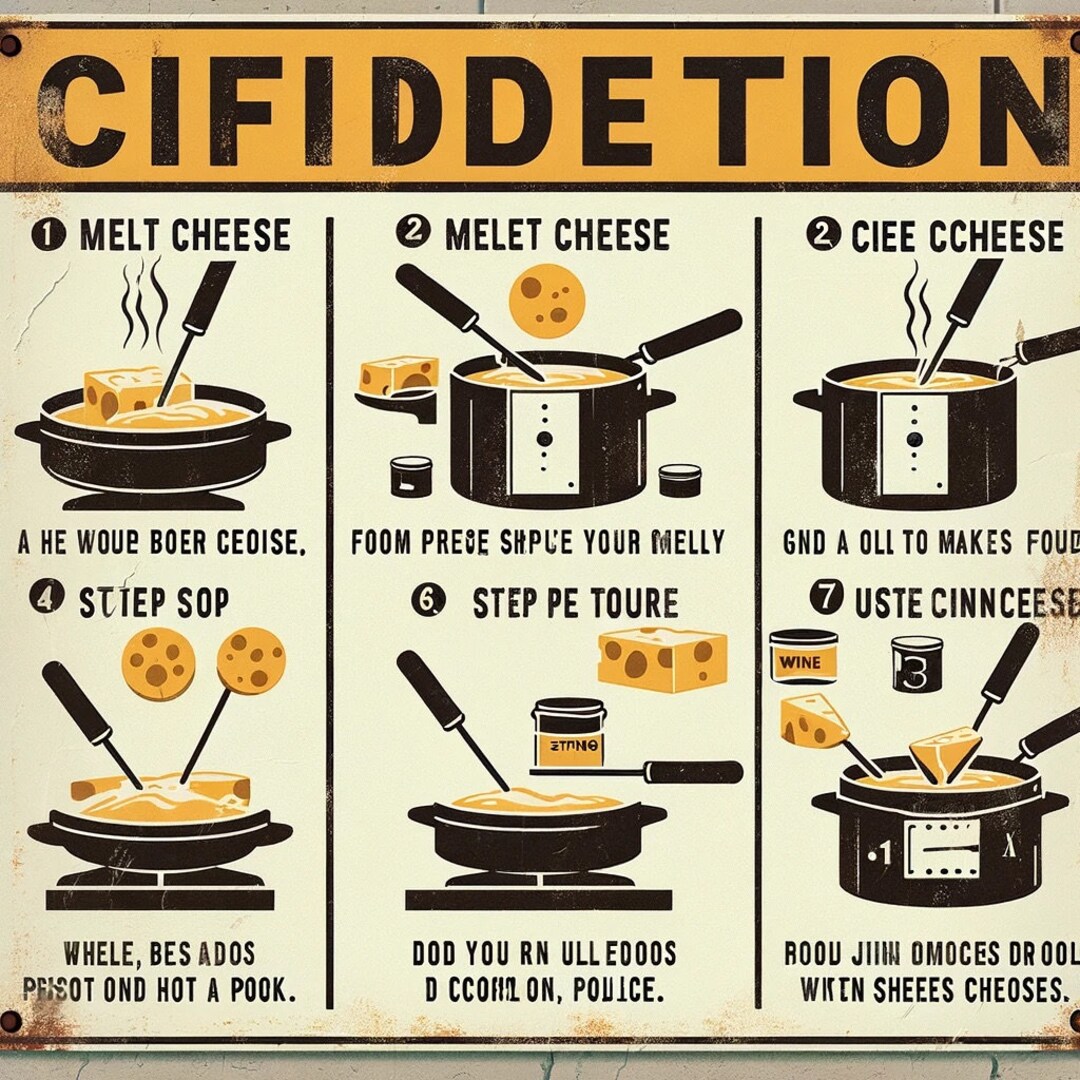 Retro Kitchen Cheese Fondue Recipe Digital Art Poster, Mid-century ...