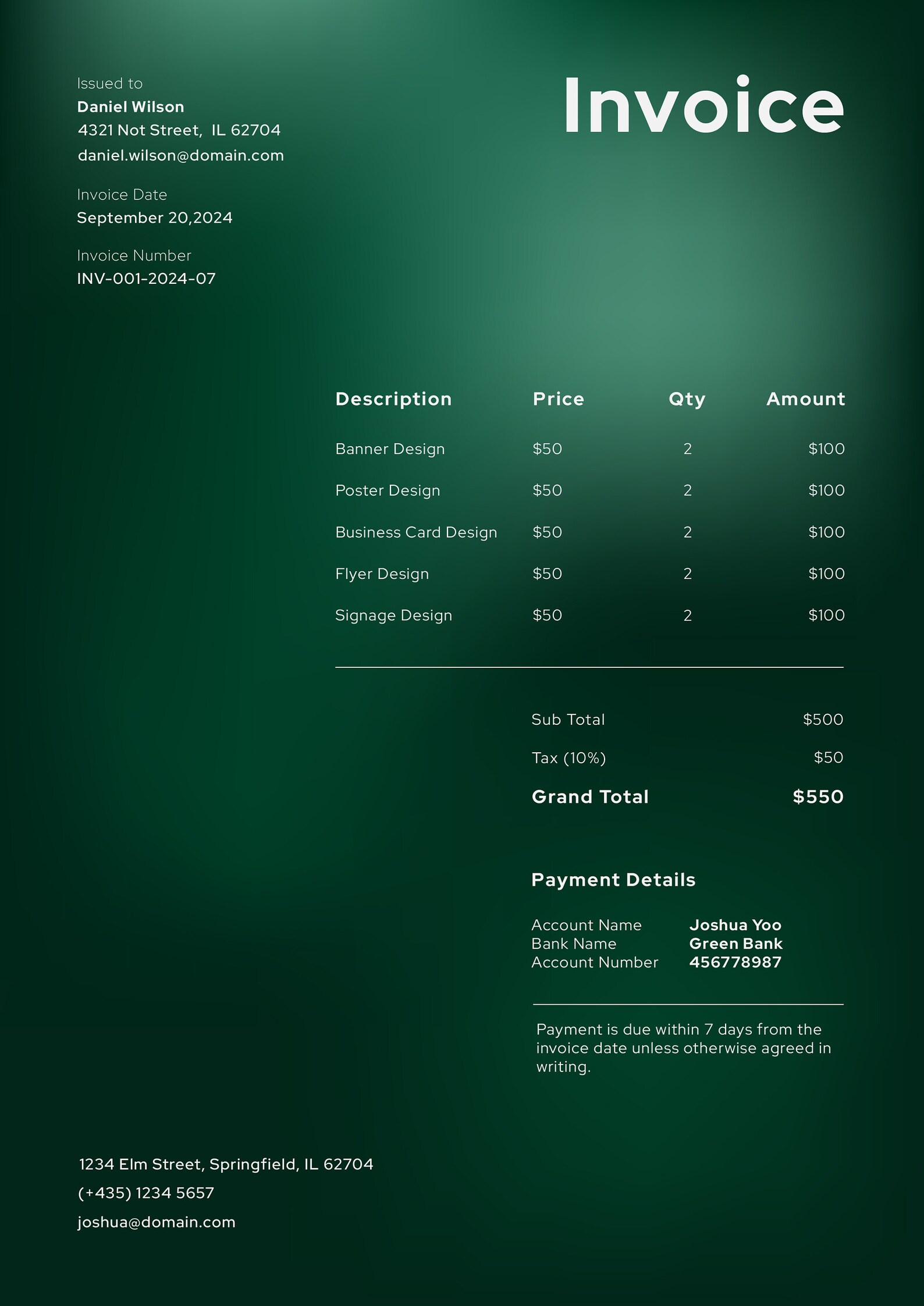 Invoice Green Gradient Minimalist - Etsy